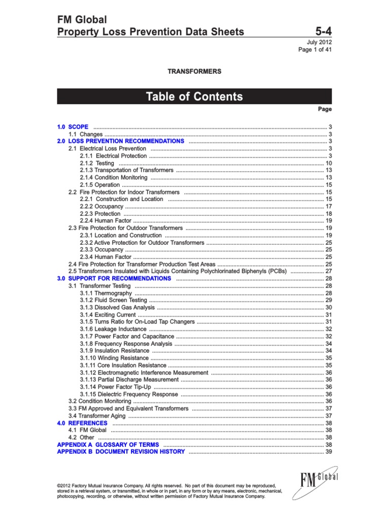 DS 5-4 Transformers (Data Sheet) - FM Global | PDF