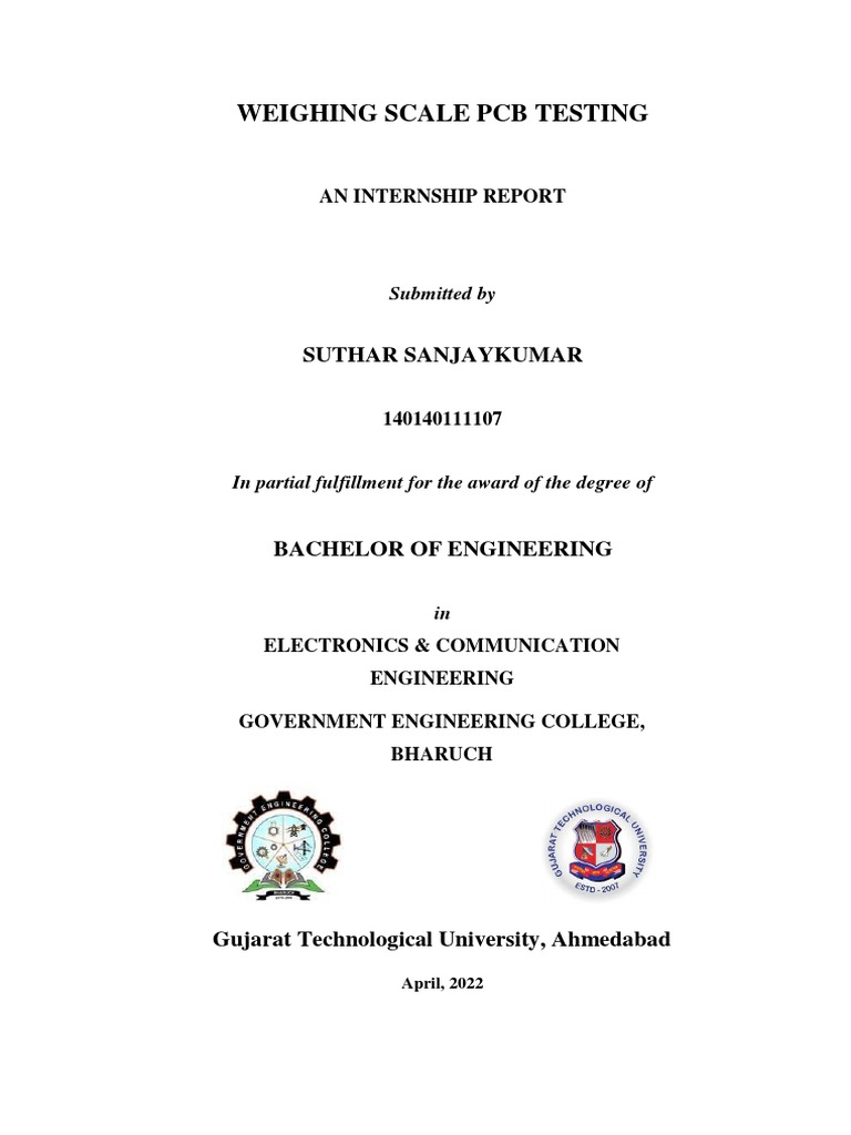 Weighing Scale PCB Testing Internship Report | PDF | Printed Circuit ...