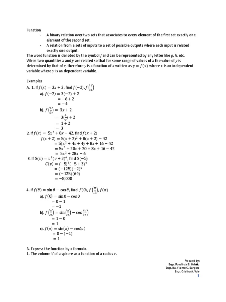 1 Function Pdf Function Mathematics Variable Mathematics
