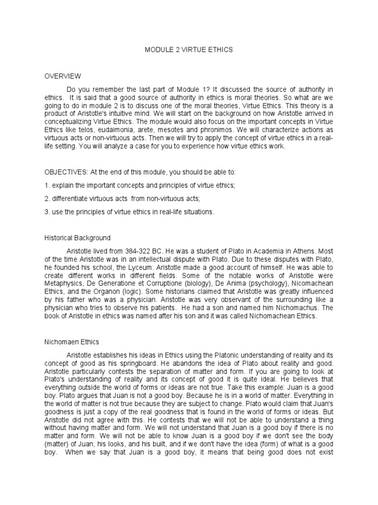 Lesson 3 | PDF | Virtue Ethics | Virtue