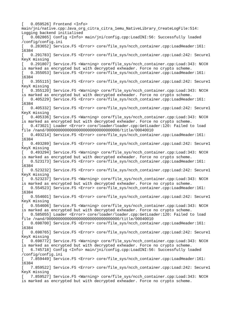 Encrypted File Errors in Citra Emulator Log | PDF | Encryption | Security Technology