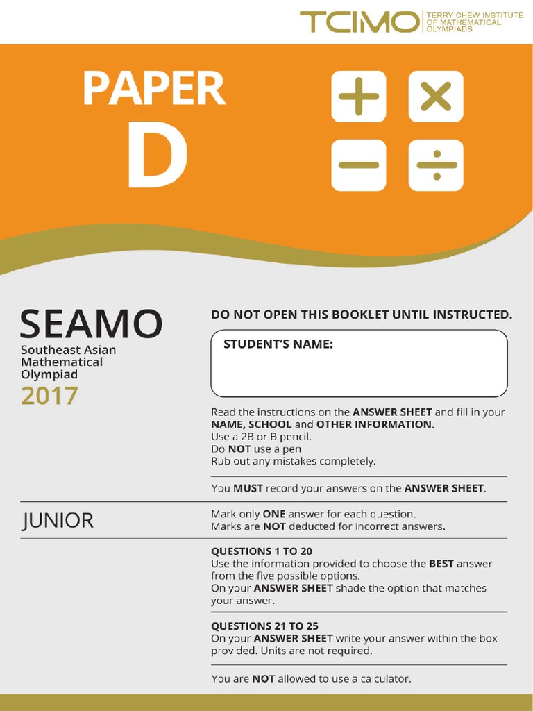 SEAMO 2017 Paper D | PDF | Area | Triangle Geometry