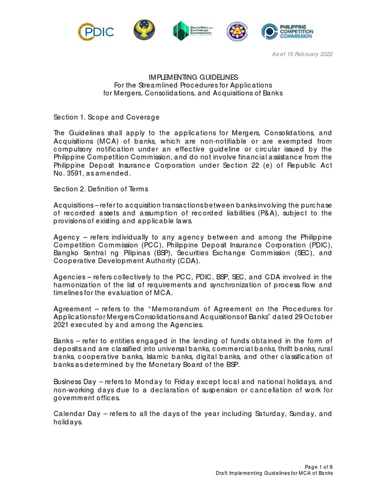 Draft Guidelines MCA Banks 15feb2022 | PDF