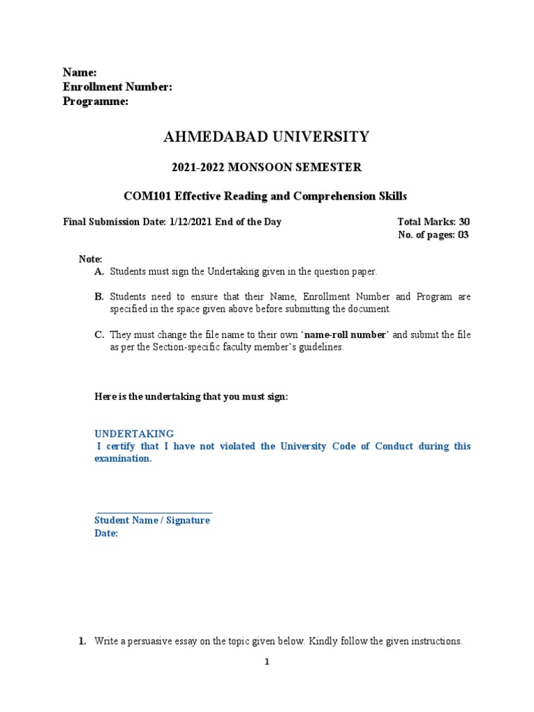 Persuasive Essay Submission Guidelines | PDF | Essays | Communication