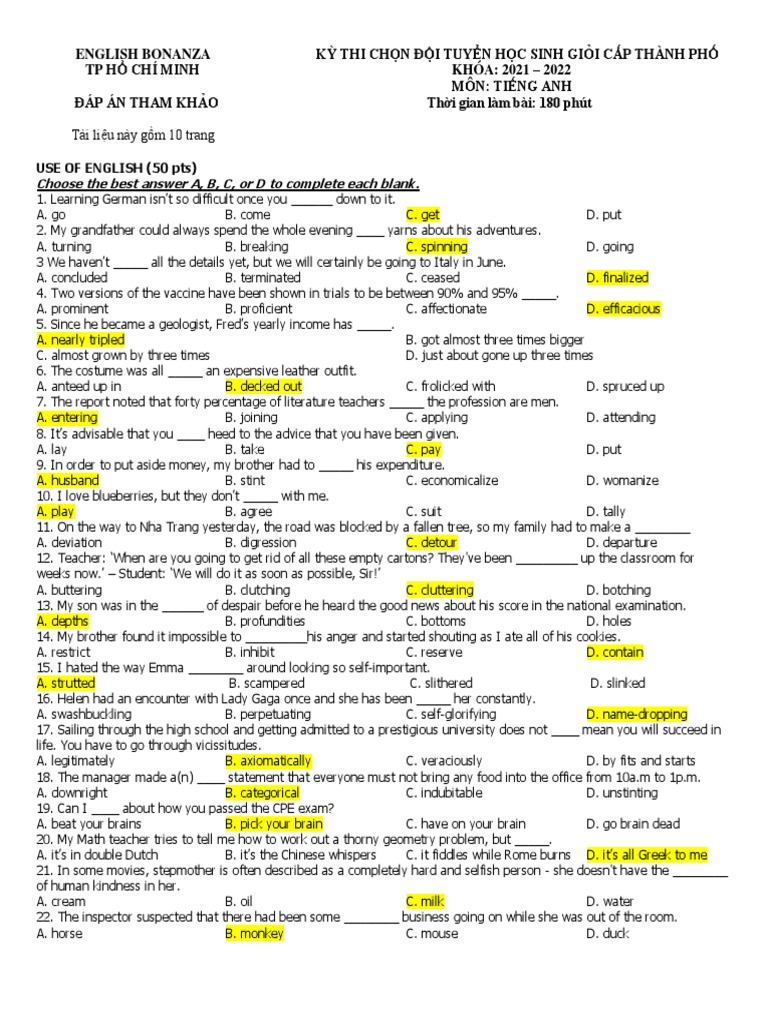 HSG 12 - BONANZA - Key | PDF