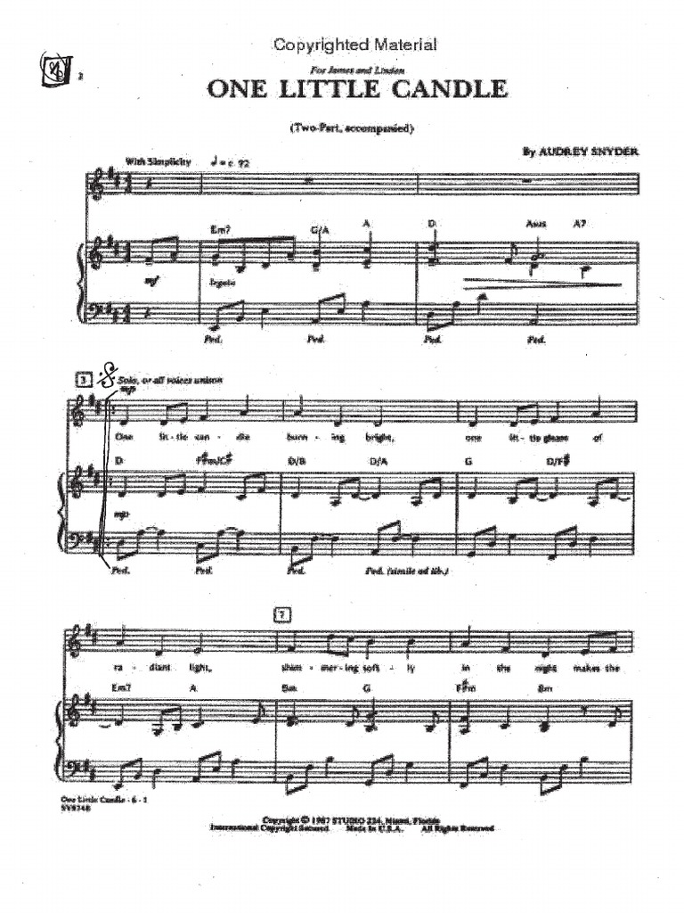 One Little Candle Pianista | PDF