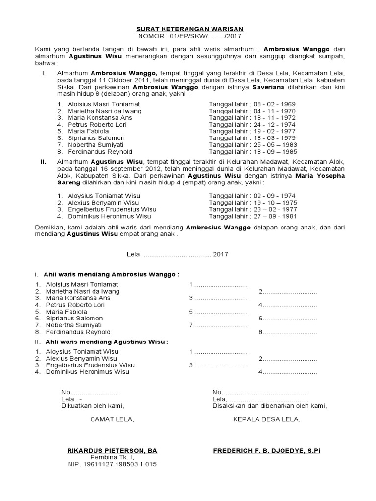 Surat Keterangan Warisan | PDF