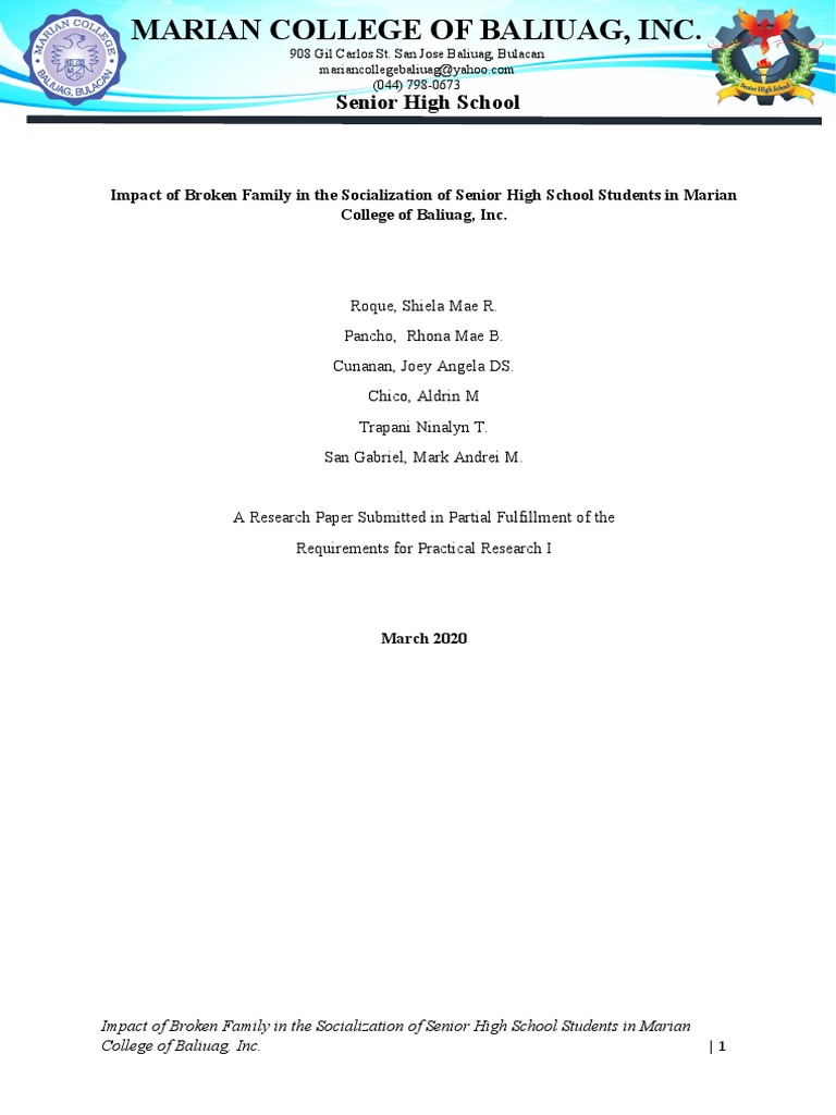 Impact of Broken Families on Students | PDF | Psychological Resilience ...