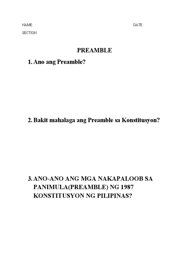 Preamble Activity | PDF