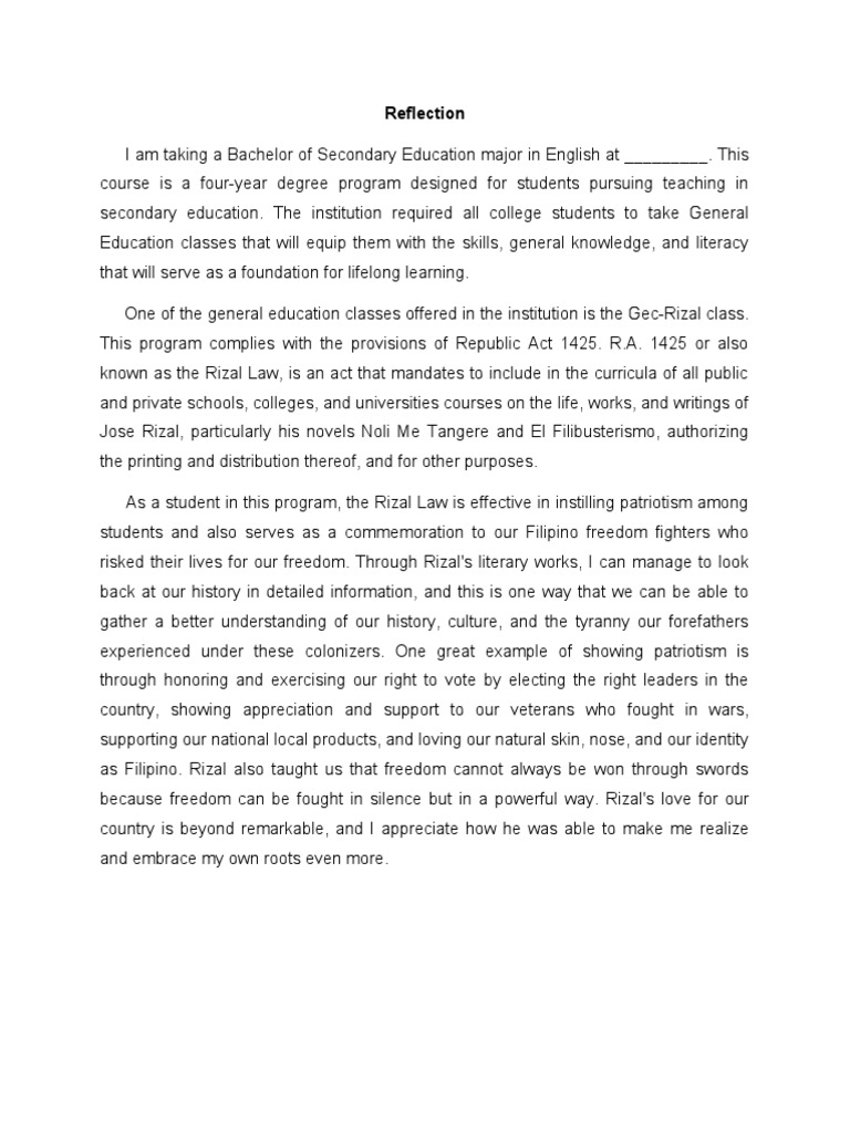 GEC-RIZAL - Reflection Activity 2 | PDF