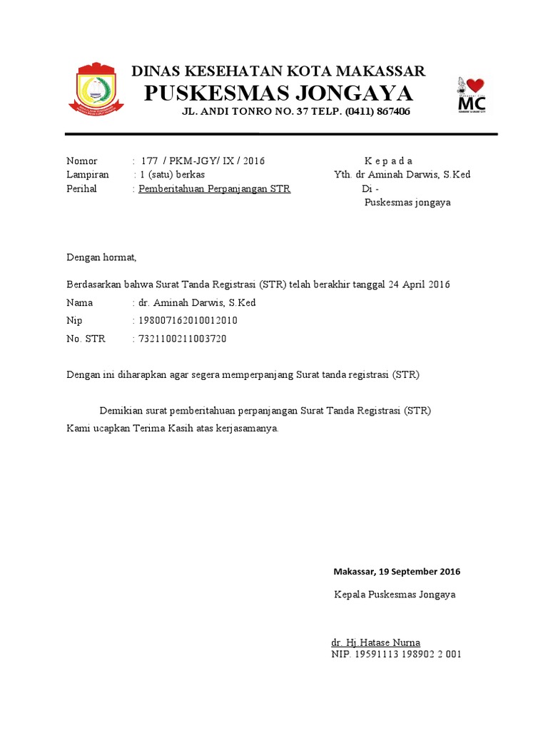 Surat Keluar (Pemberitahuan Perpanjangan STR) | PDF Surat Keluar (Pemberitahuan Perpanjangan STR) | PDF