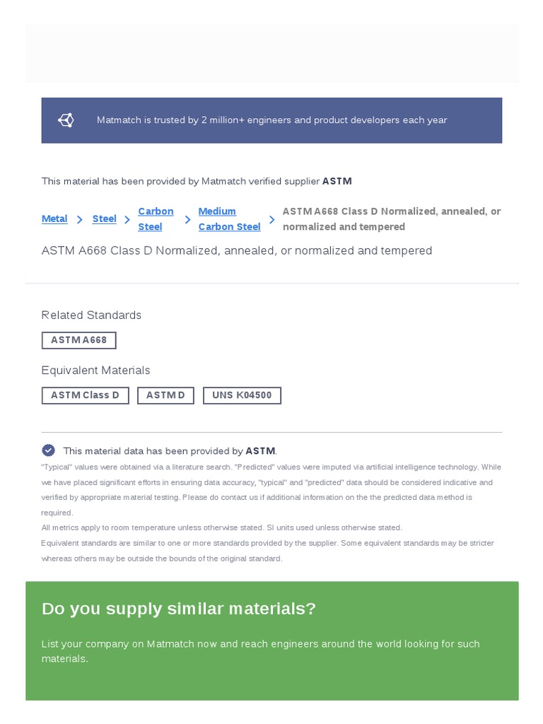 Astm A668 Class D | PDF | Steel | Young's Modulus
