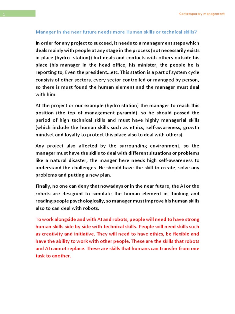 Human Skills Vs Technical Skills | PDF