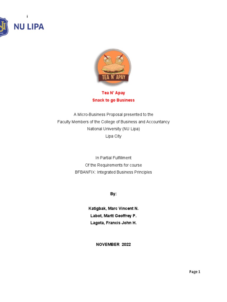 Group 5 - Micro Business Proposal | Download Free PDF | Marketing | Tea