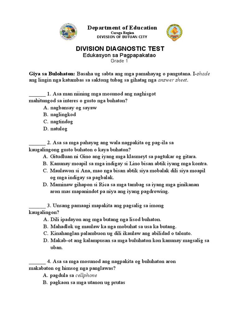 DA in EsP Grade 1 MT | PDF