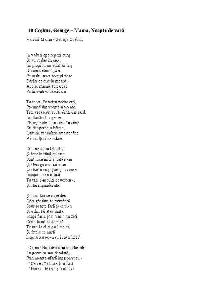 10 Coşbuc, George - Mama, Noapte de Vară | PDF