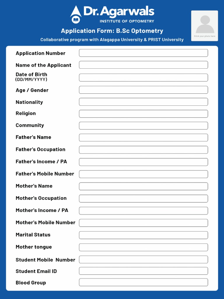 BSC Optometry Form 2022 | PDF