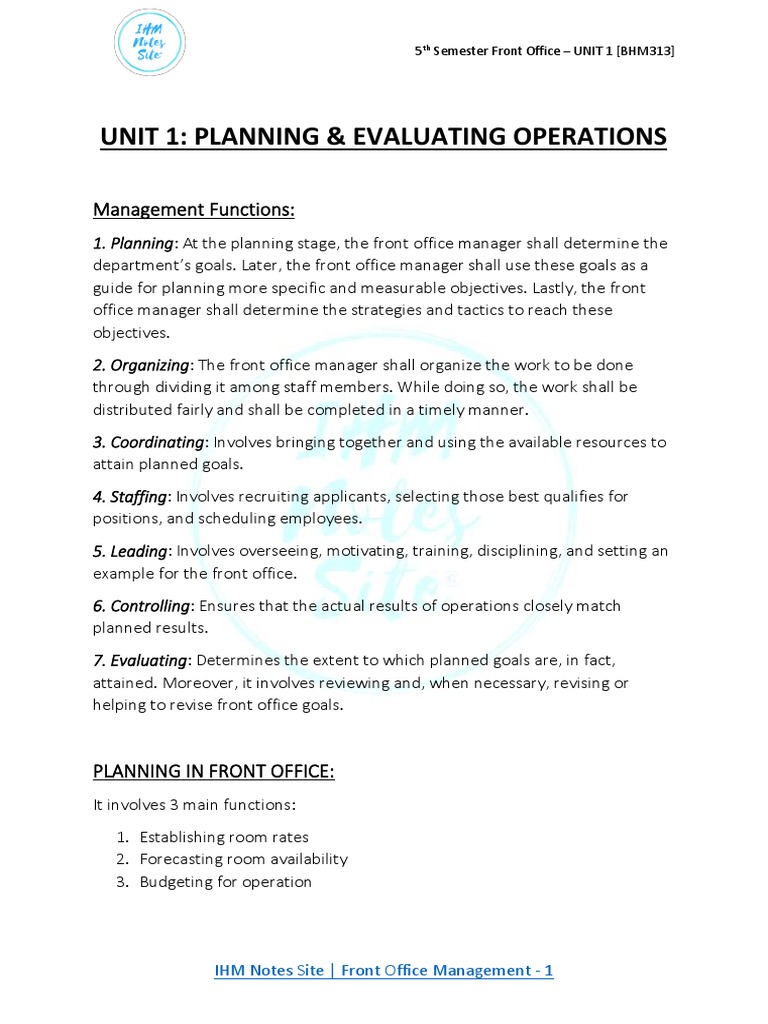UNIT 1 - Planning & Evaluating Operations | PDF | Depreciation | Forecasting