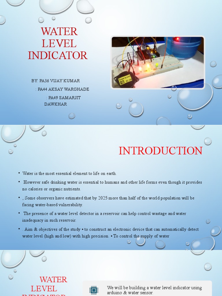 Water Level Indicator Persentation | PDF | Water | Arduino