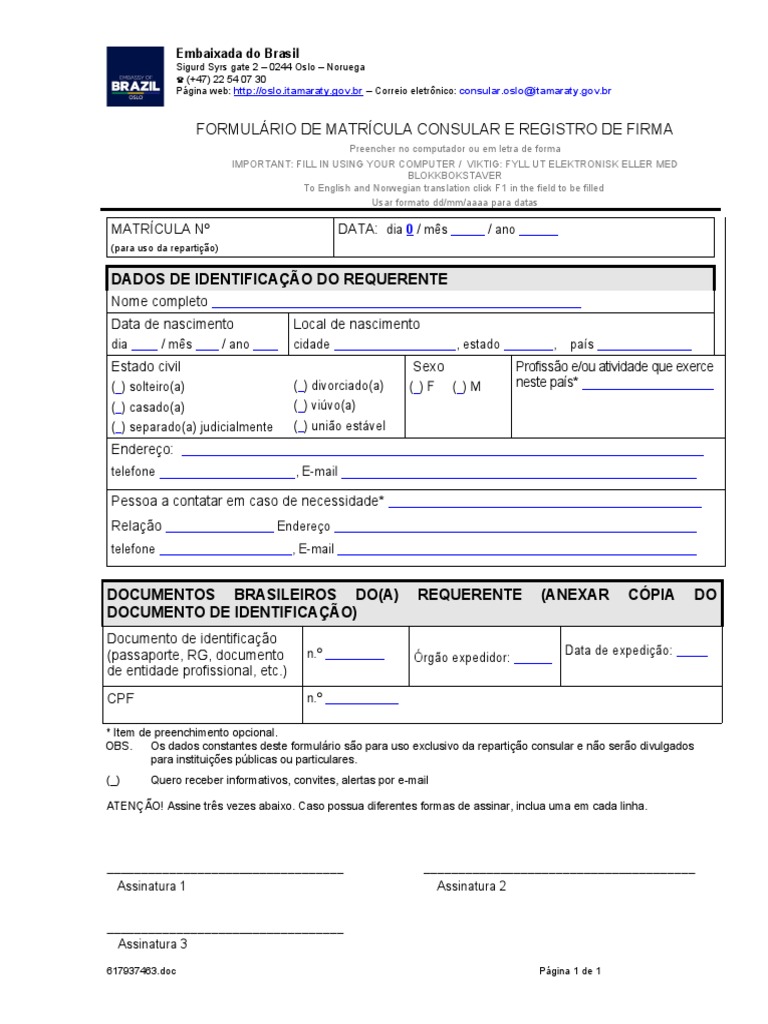 07-17-Formulario 10 Matricula Consular | PDF