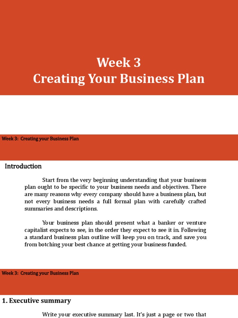 W3 - Creating Your Business Plan - PRESENTATION PDF | PDF | Expense ...