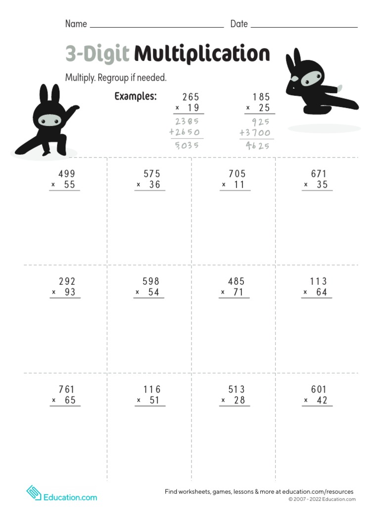 3 Digit by 2 Digit Multiplication | PDF | Multiplication | Arithmetic