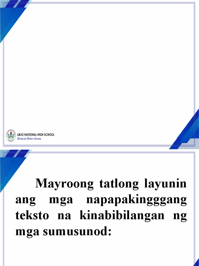 Layunin NG Napakinggang Teksto | PDF