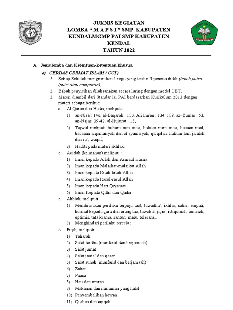 Juknis Dan Kisi2 CCI MAPSI | PDF