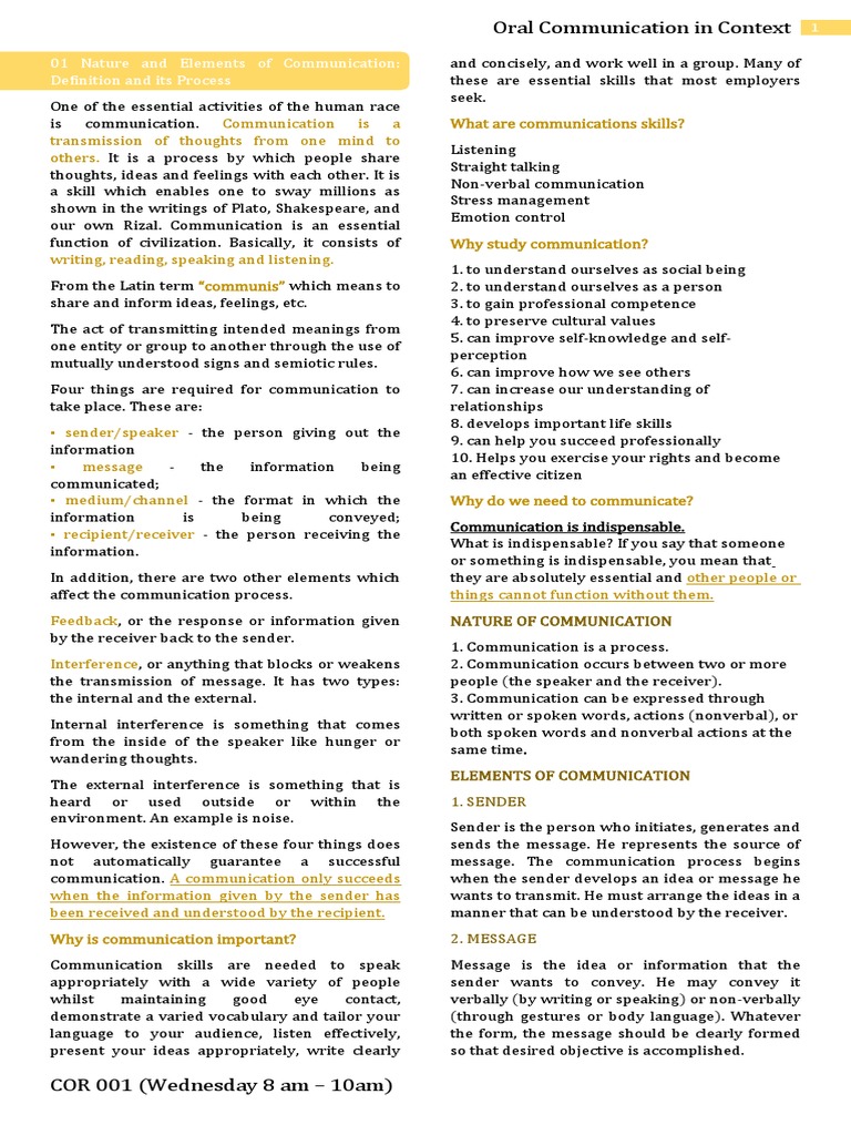 Note Taking Cor 001 | PDF | Communication | Nonverbal Communication