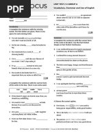 Focus 4 Unit 2 Test Answer Key | PDF | English Language