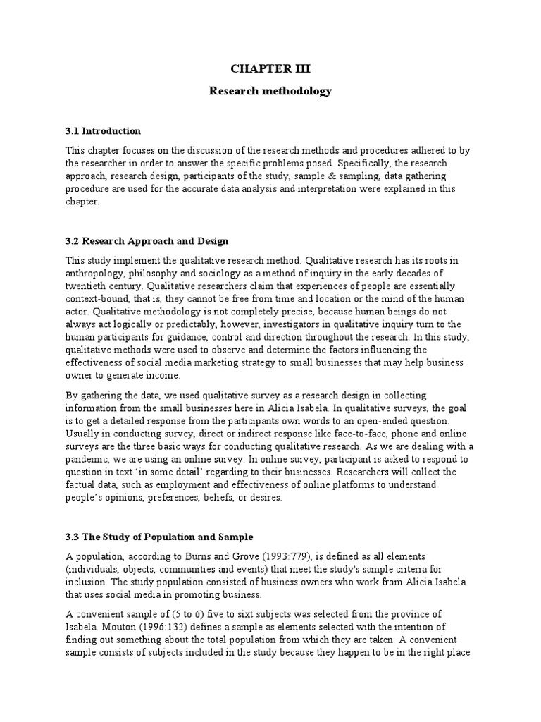 CHAPTER III Research Methodology | PDF | Qualitative Research | Survey ...