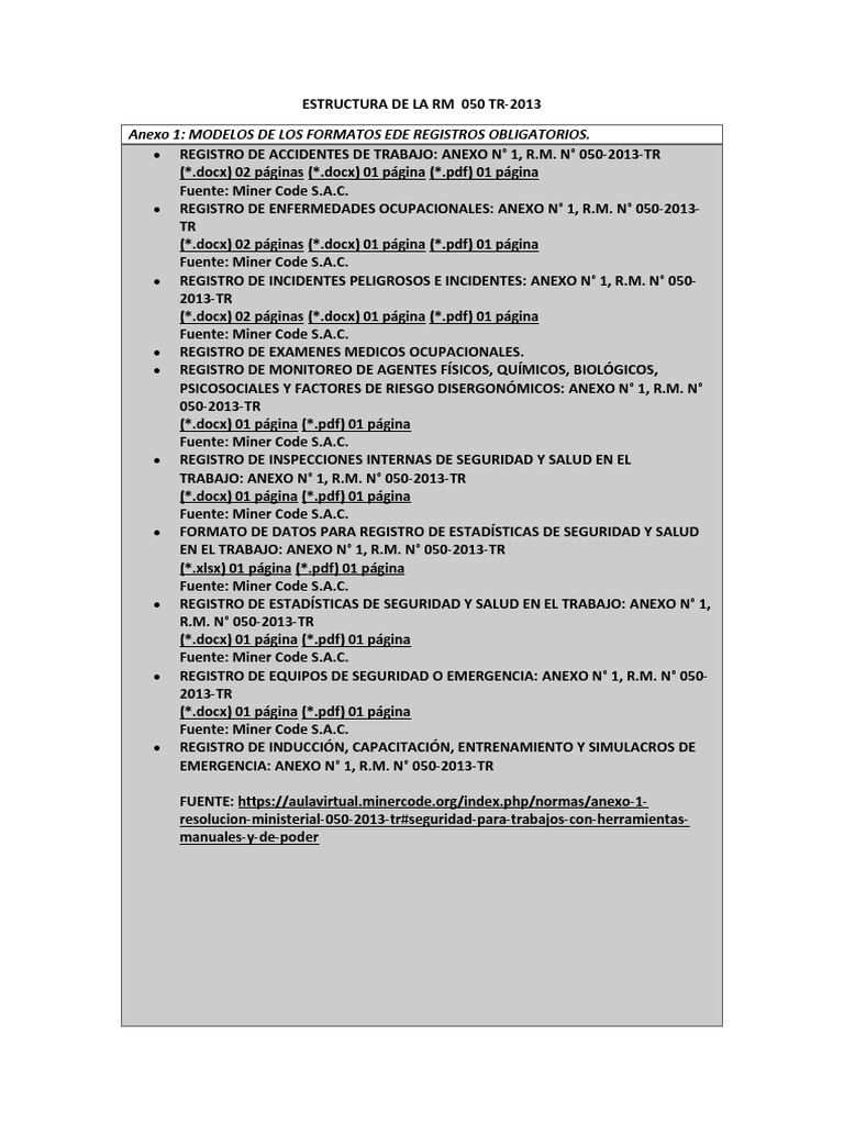 Estructura de La RM 050 TR | PDF