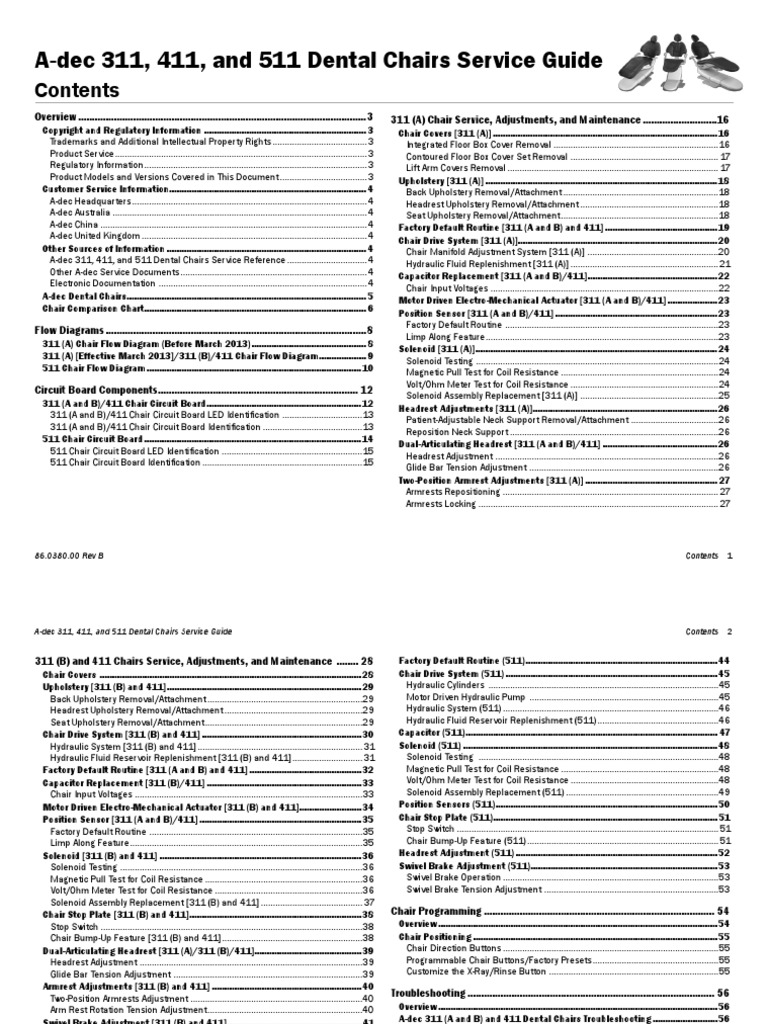 A-Dec 311, 411, 511 Dental Chair - Service Manual | PDF | Inductor ...