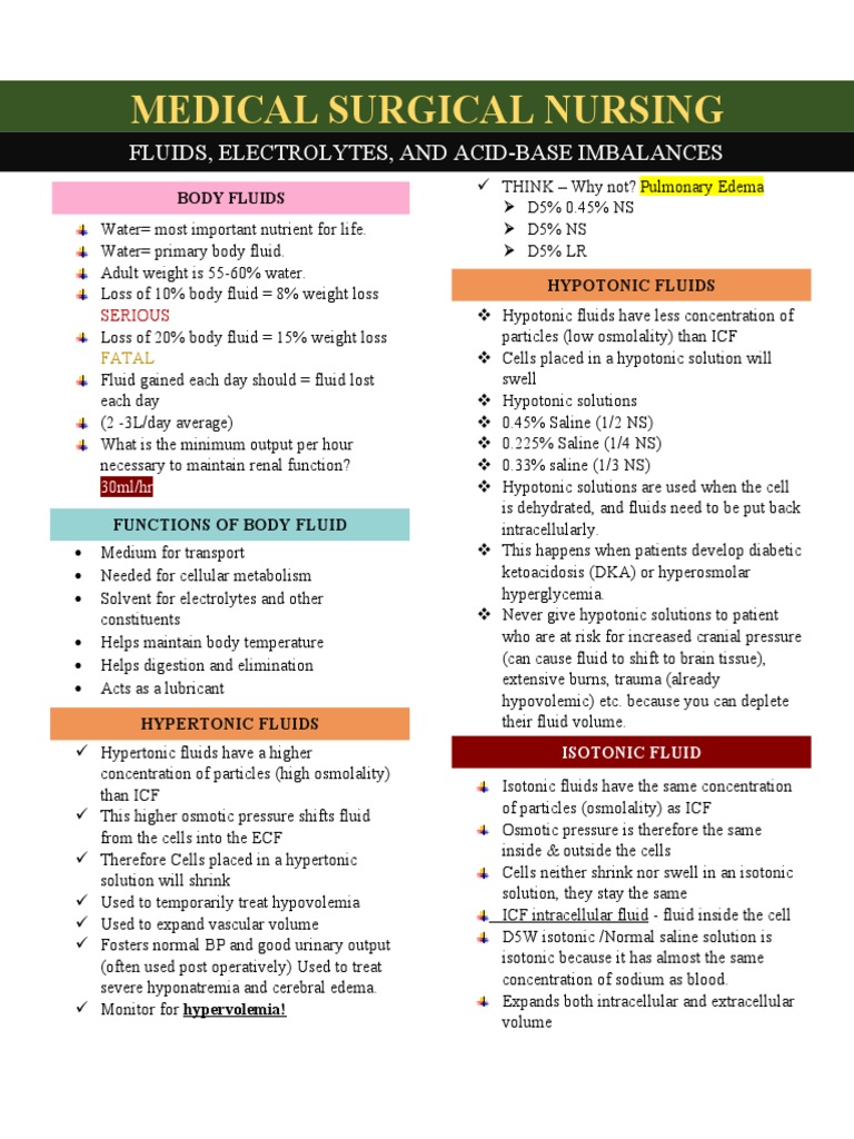 Fluids Electrolytes and Acid Base Imbalances | PDF | Saline (Medicine ... Fluids Electrolytes and Acid Base Imbalances | PDF | Saline (Medicine ...
