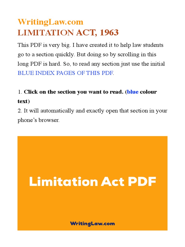 Limitation Act 1963 | PDF