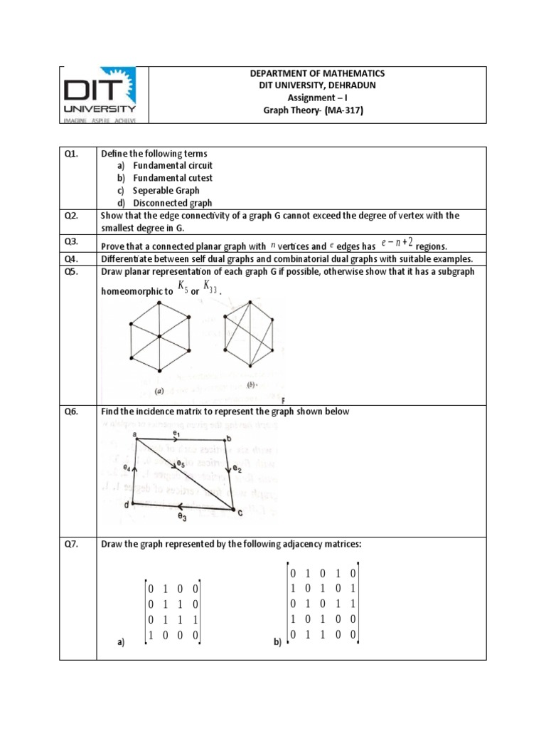 Assignment 1 Graph Theory | PDF