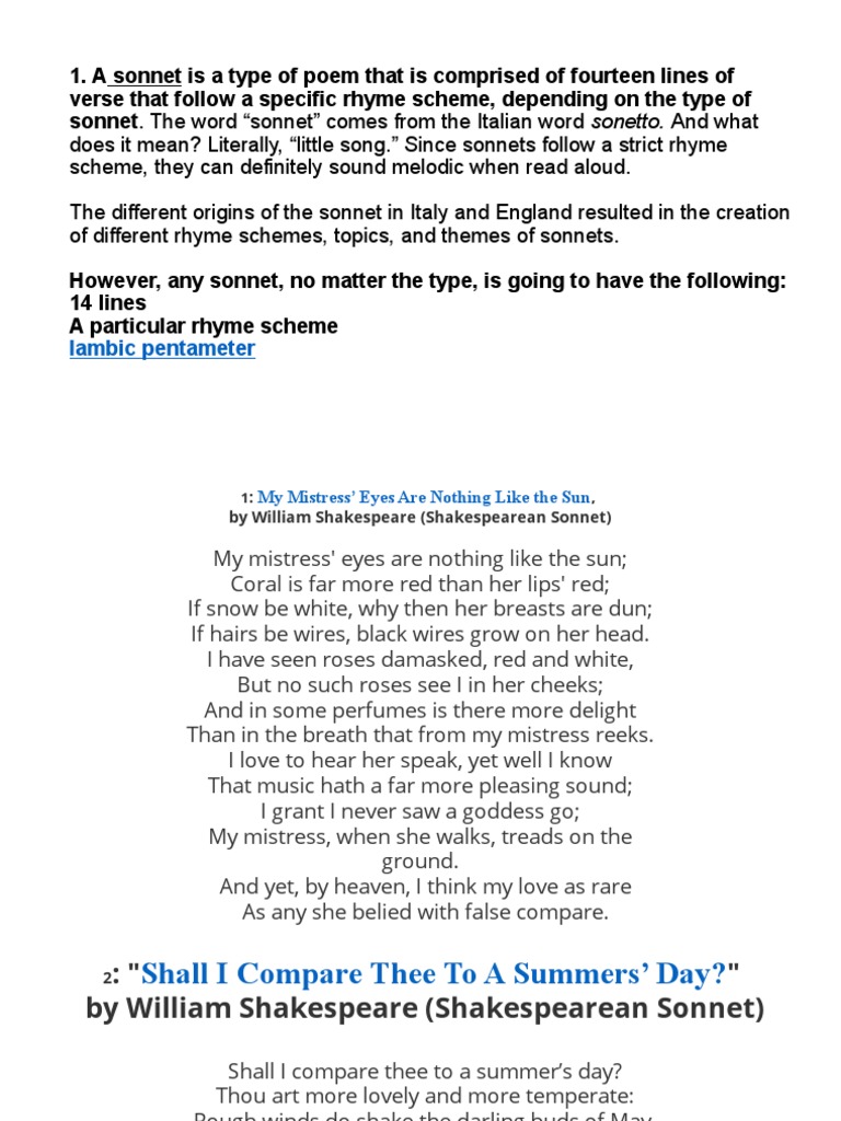 Comparing Sonnets, Haikus, and Limericks | PDF | Limerick (Poetry ...