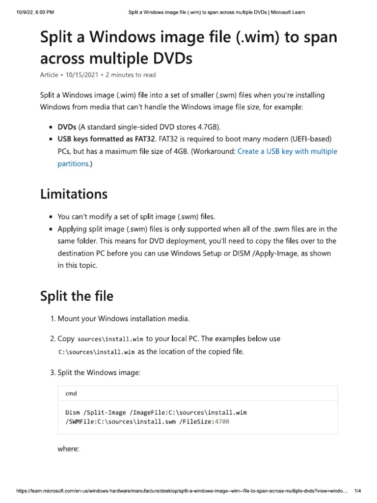 How To Split An ISO To Multiple Parts | PDF