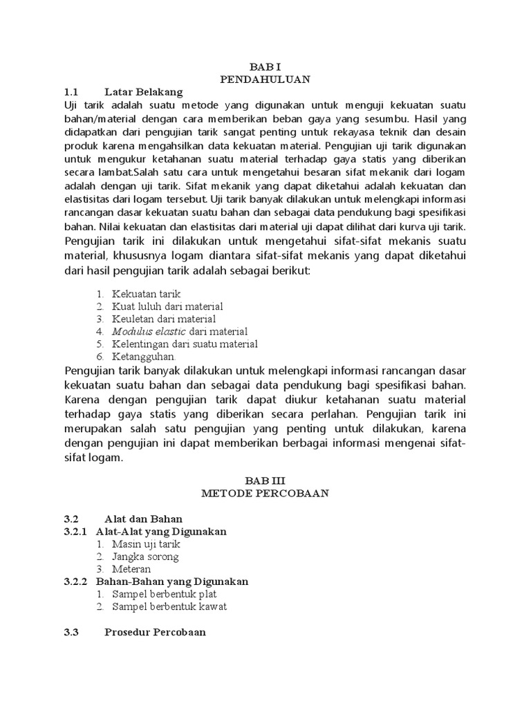 Uji Tarik Material Logam: Metode dan Hasil | PDF | Sains & Matematika