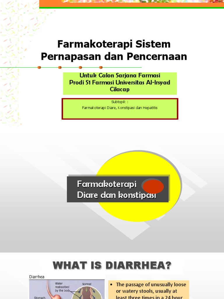 Farmakoterapi Sistem Pencernaan Diare Konstipasi Hepatitis | PDF ...