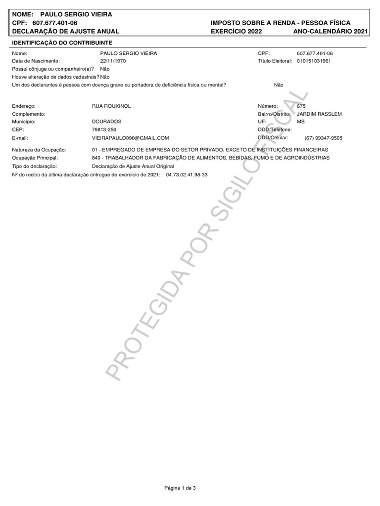 IRPF 2022 2021 Origi Imagem Declaracao | PDF | Impostos | Imposto de Renda