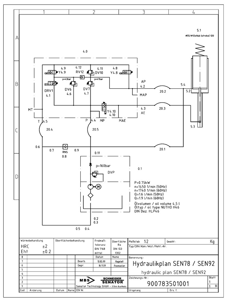 Hydraulikplan Hydraulic Plan SEN78-92 D+E | PDF