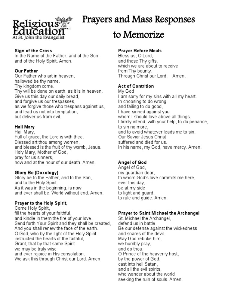 Catholic Mass Prayers and Responses | PDF | Lord's Prayer | Mercy