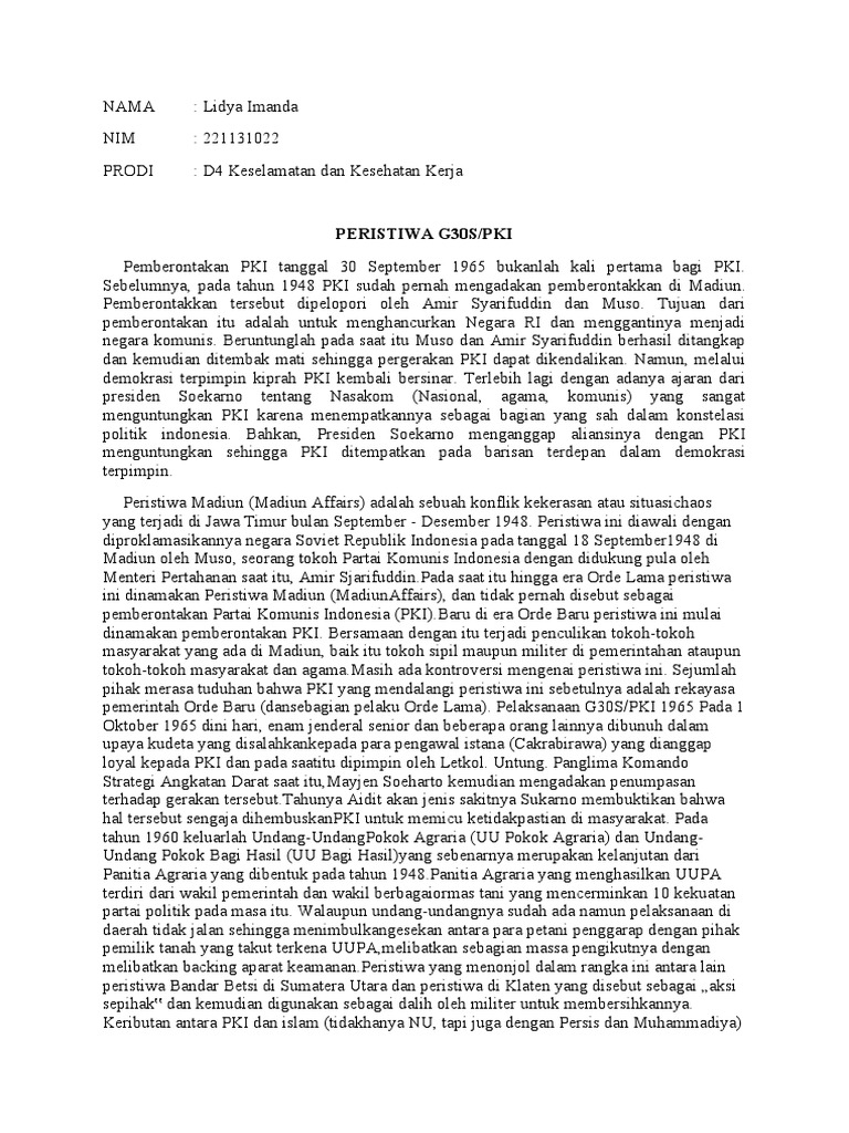 Lidya Imanda - Essay Pancasila Dan Pki | PDF