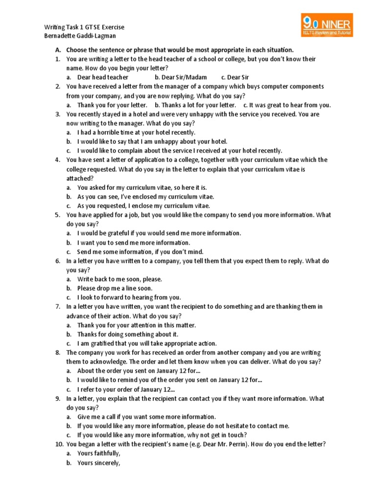 Formal Letter Writing Exercises Guide | PDF