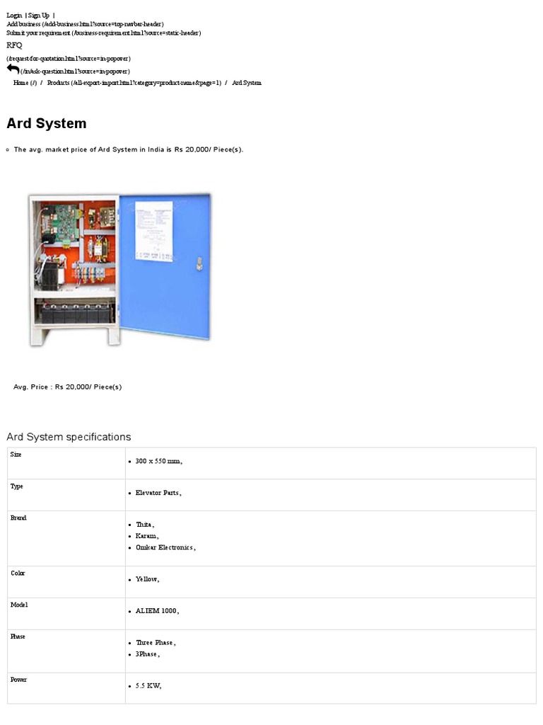 Ard System - 20000Rs | PDF | Elevator | Manufactured Goods