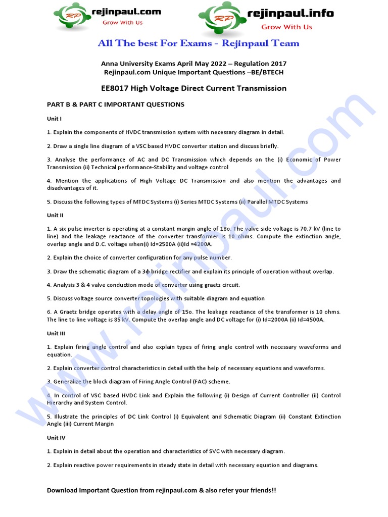 Ee8017 Rejinpaul Iq | PDF | High Voltage Direct Current | Rectifier