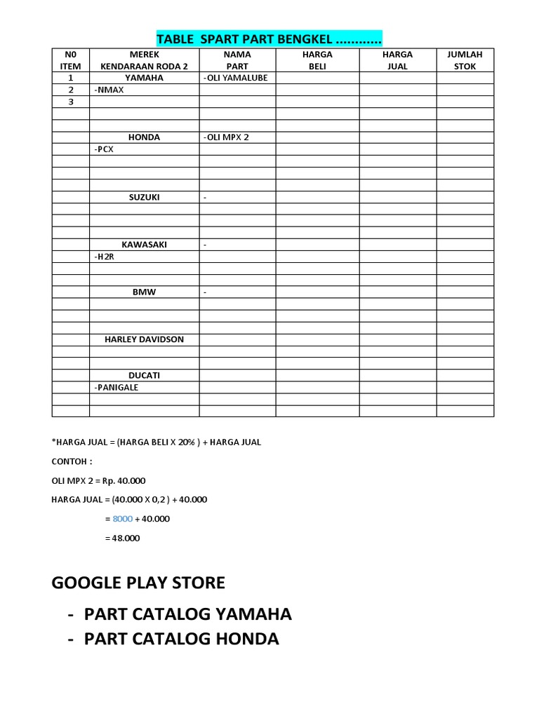 Table Spart Part | PDF