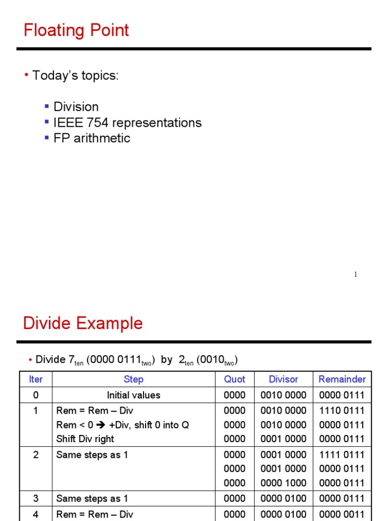 Floating Point Arithmetic and Representations | PDF | Division (Mathematics) | Numbers