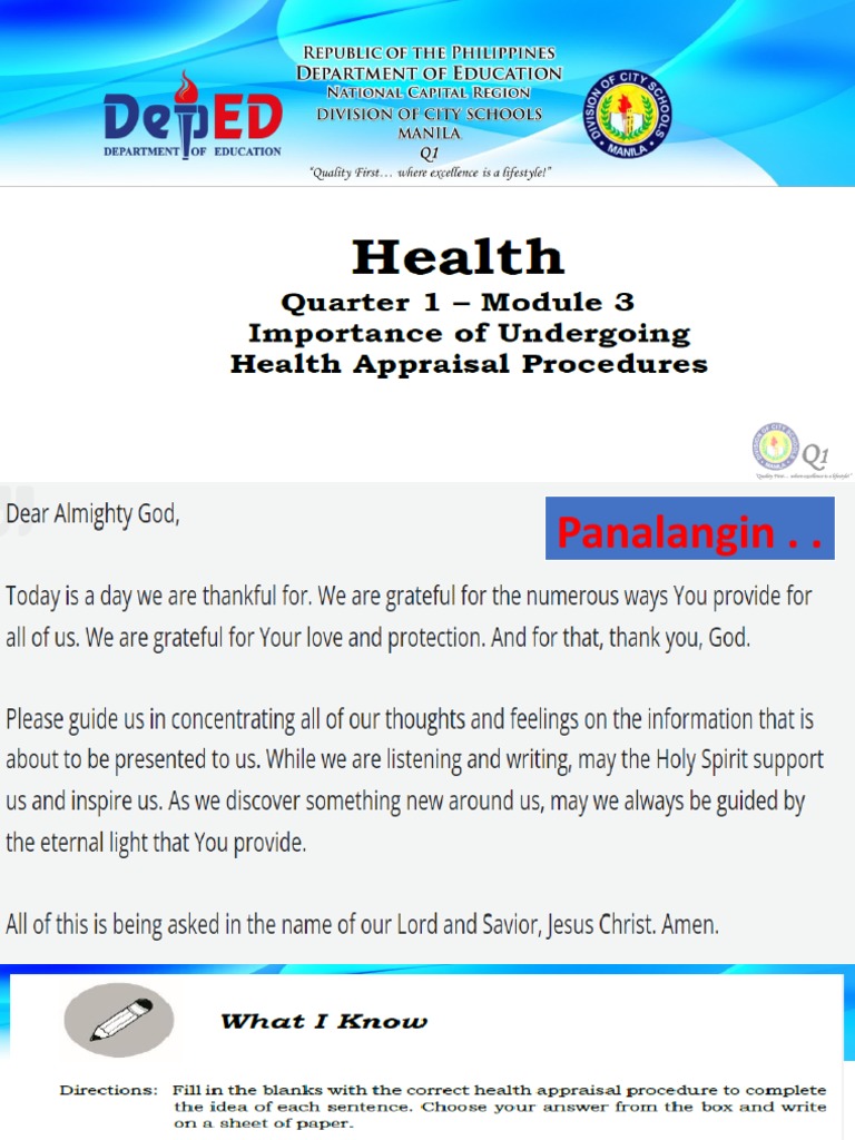Health 6 - Module 3 - Lesson 1 | PDF